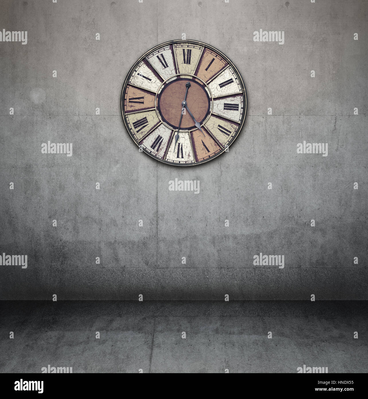 vintage clock on empty wall Stock Photo - Alamy