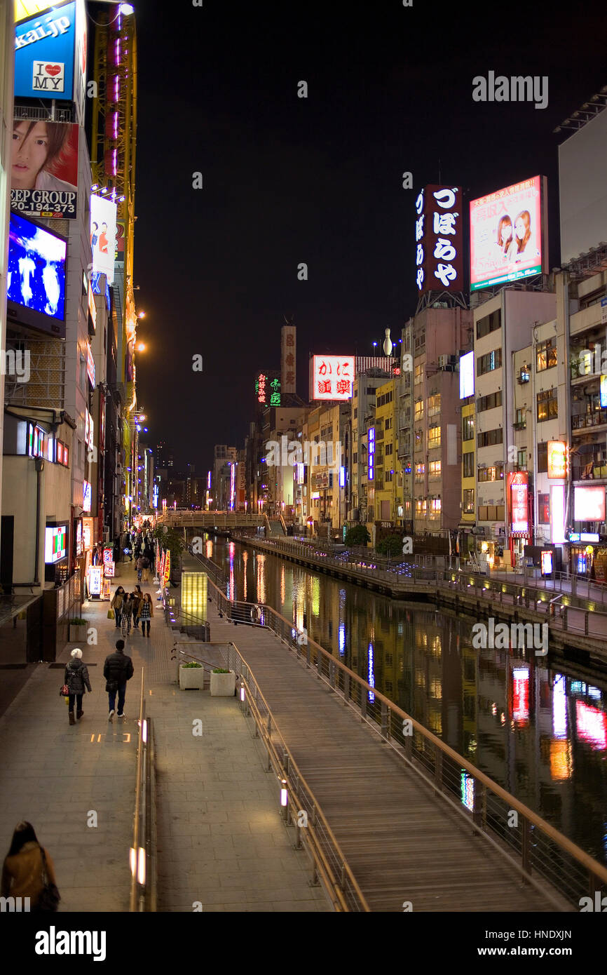 Tazaemon-bashi Pier in Dotombori river,Dotombori,Osaka, Japan,Asia ...