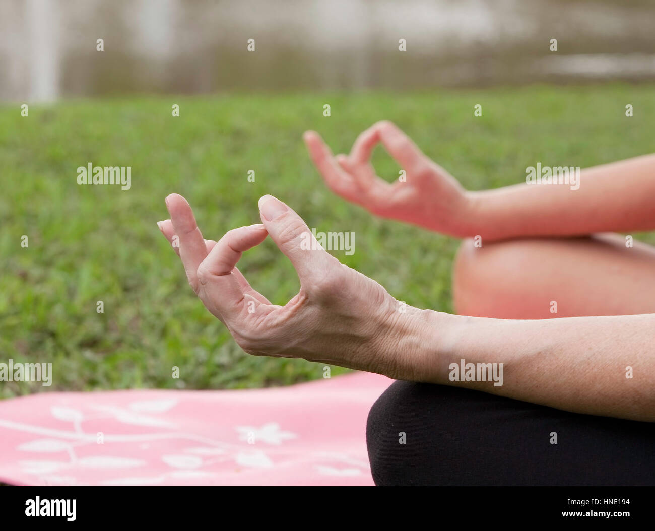 Picture of two women hand practicing yoga, meditation Stock Photo - Alamy