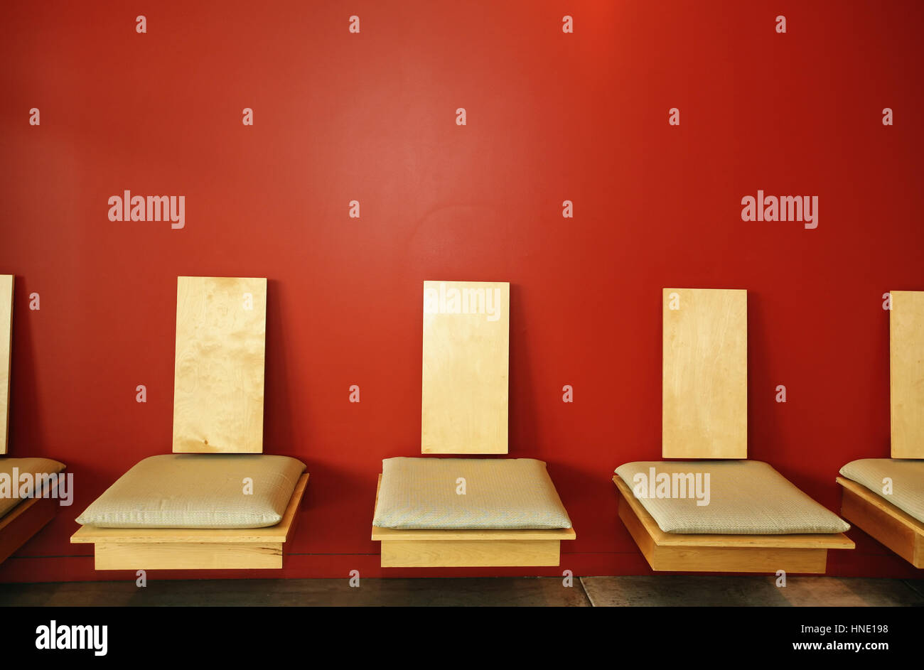 Save Download Preview Modern beauty salon interior with red wall on ...
