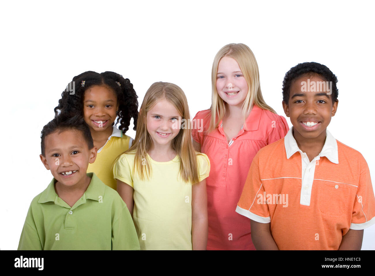 Happy diverse group of kids isolated on white Stock Photo - Alamy