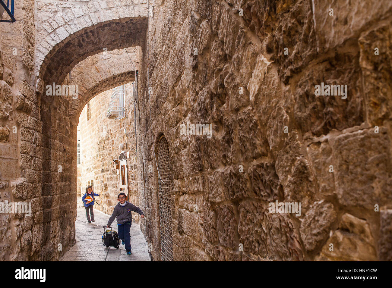 Passage, alley, Ha Malakh Rd, Jewish Quarter, Old City, Jerusalem ...