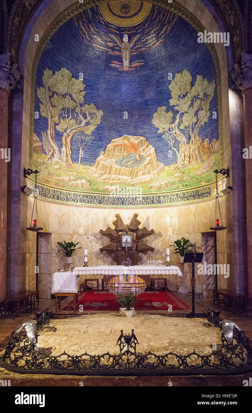 Stone of Agony,Church of all nations also called agony basilica in the ...