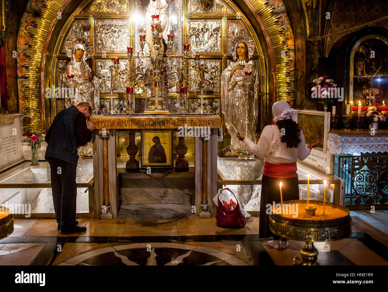 The 12th station of the Cross, the Altar of Crucifixion, Church of the ...