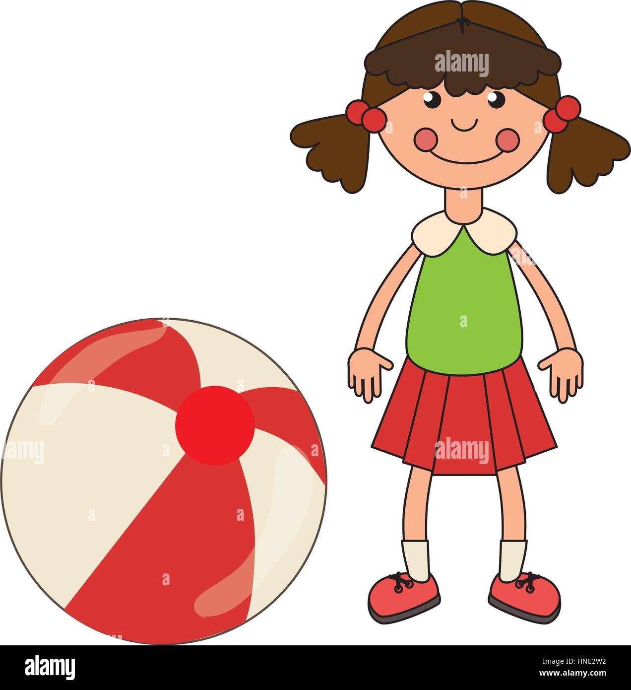 colorful doll with ball toy vector illustration Stock Vector Image ...