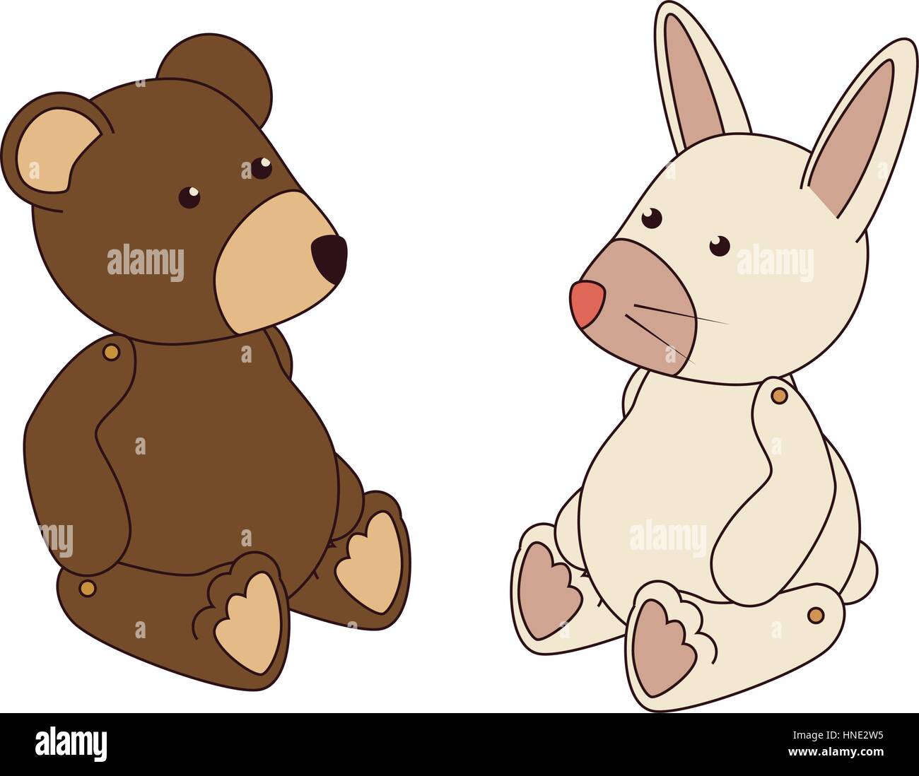 colorful set collection teddy bear and bunny vector illustration Stock ...
