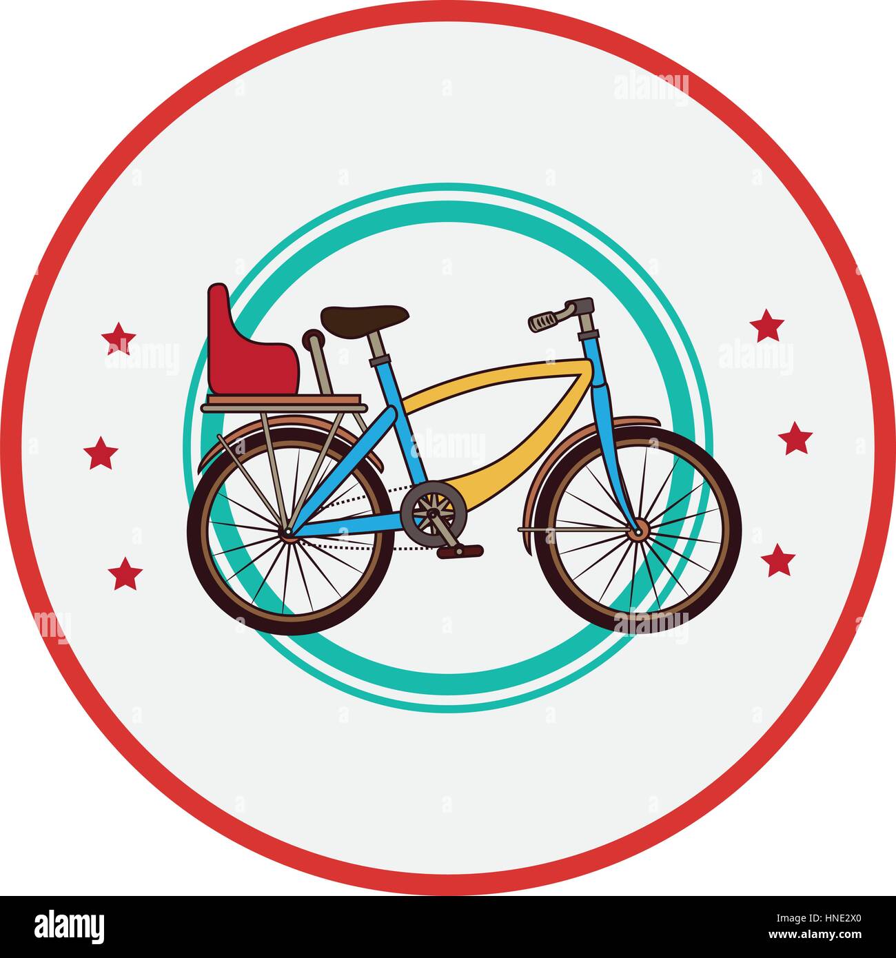 colorful border with bicycle and chair vector illustration Stock Vector ...