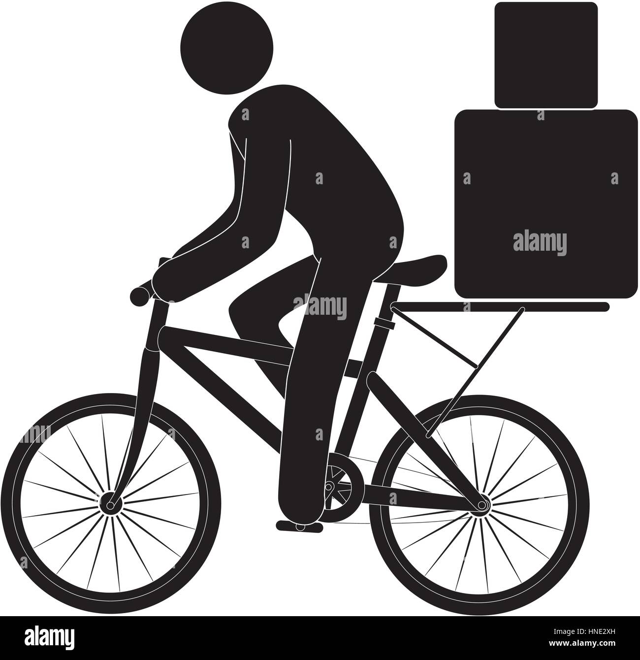 pictogram male riding a bicycle with packages vector illustration Stock ...