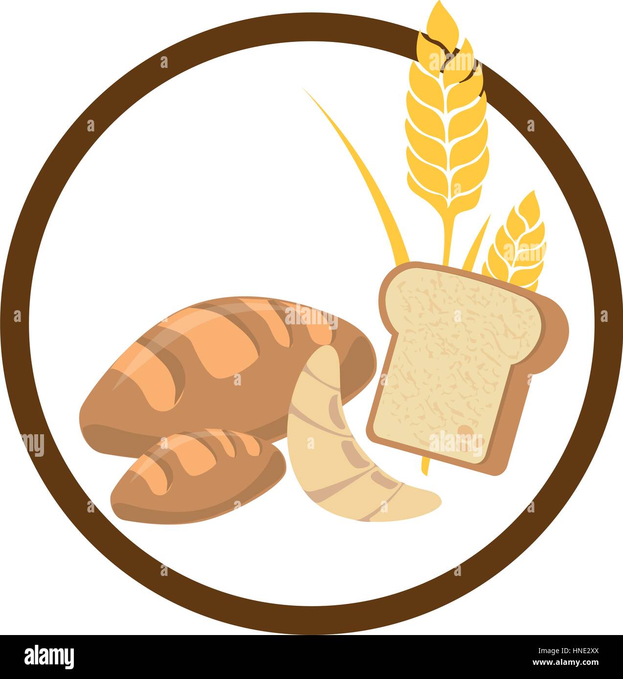 circular border with set breads with wheat vector illustration Stock ...
