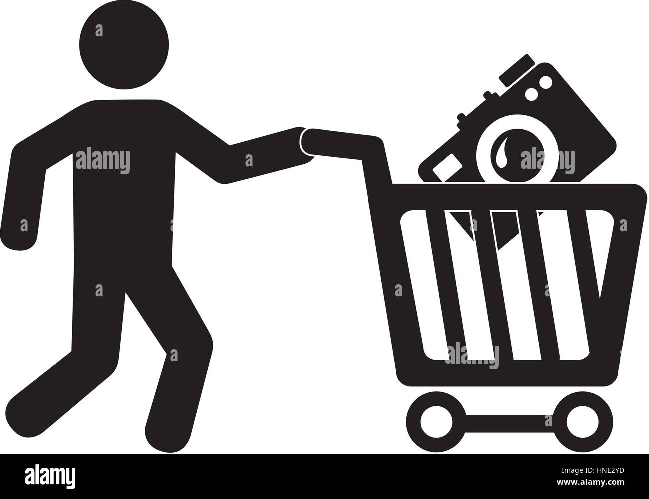 pictogram man with shopping cart and camera vector illustration Stock ...