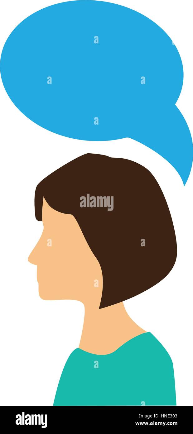 colorful silhouette profile woman with dialogue callout vector ...