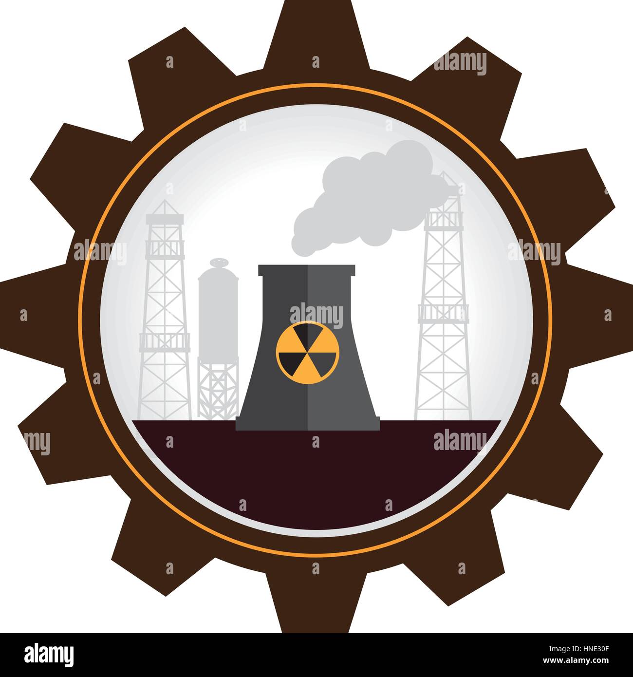 gear wheel shape border with factory radioactive material vector ...