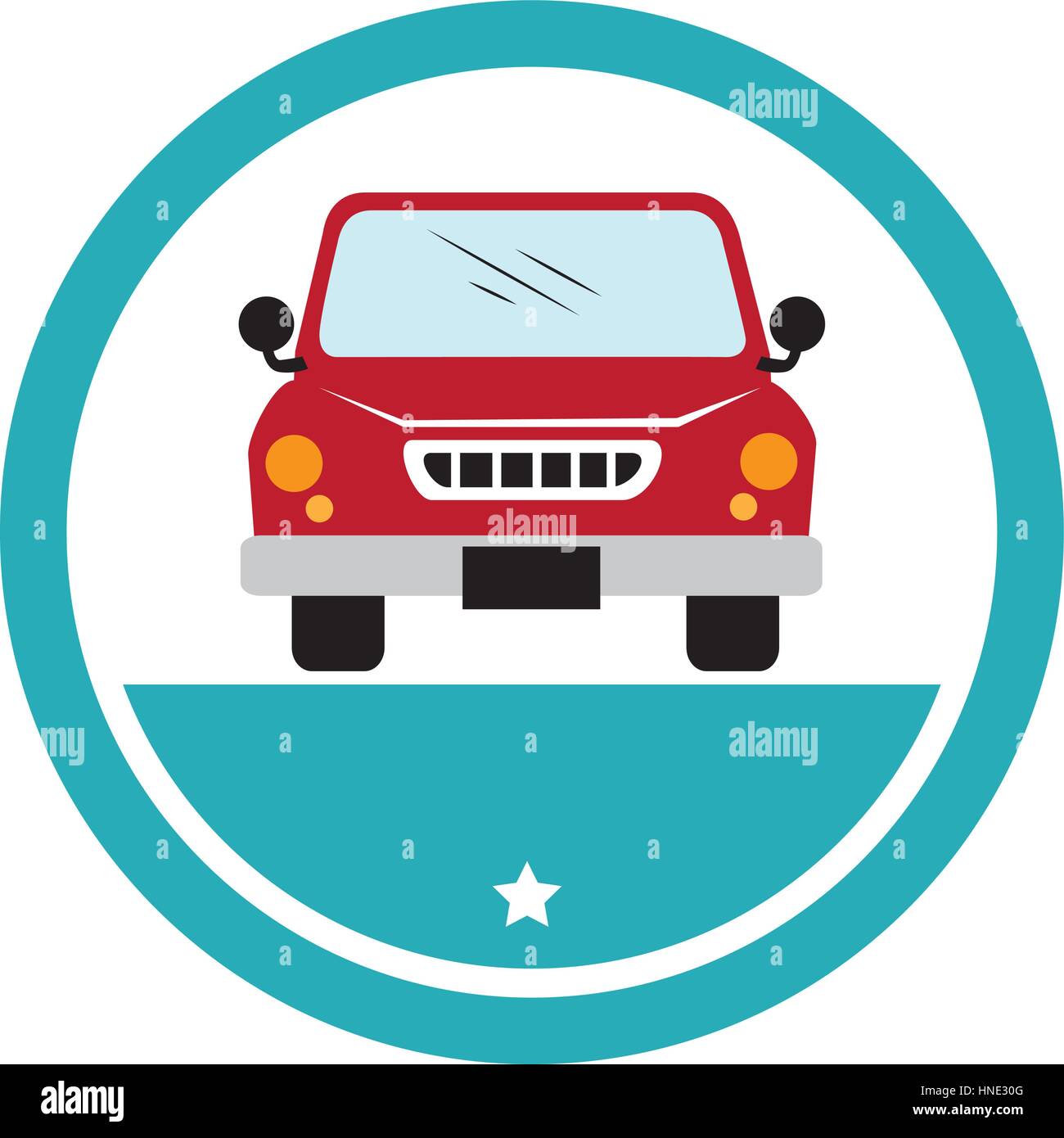 circular border with front view vehicle vector illustration Stock ...