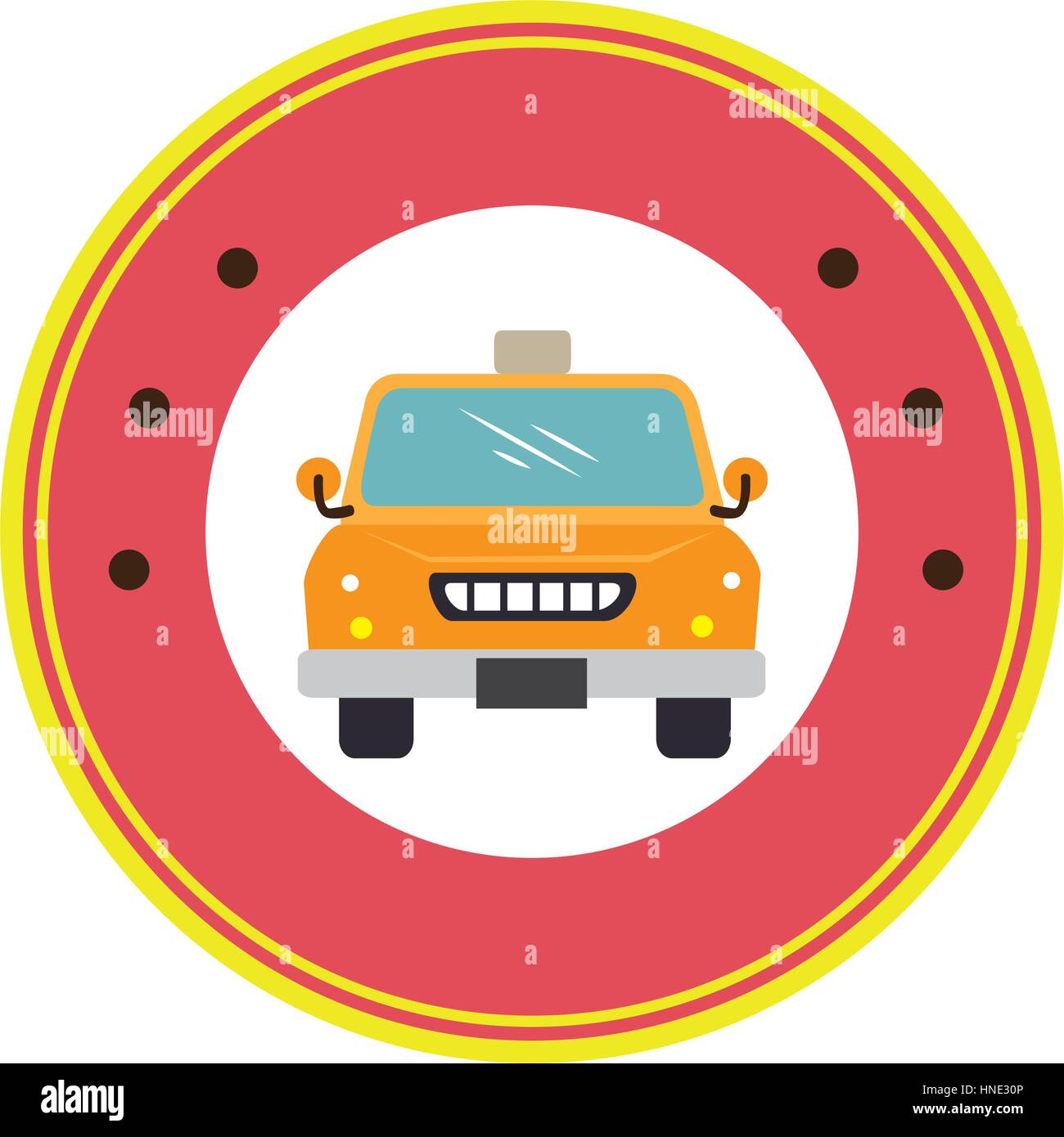 circular border with front view taxi with stars vector illustration ...