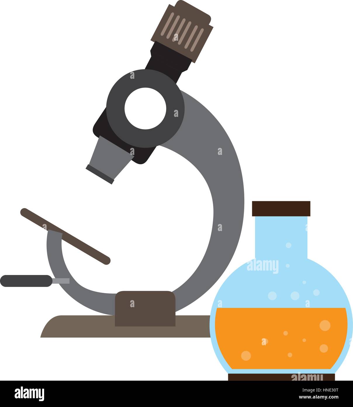 Microscope and glass container with liquid vector illustration Stock ...