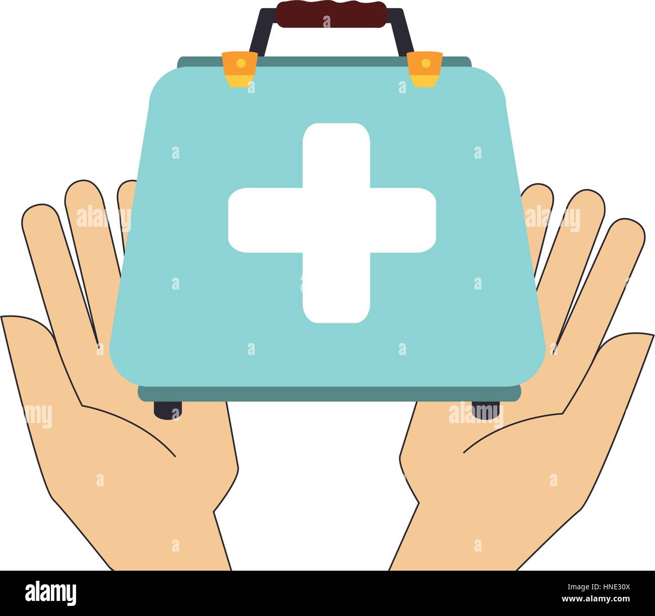 hand holding a first aid kit vector illustration Stock Vector Image ...