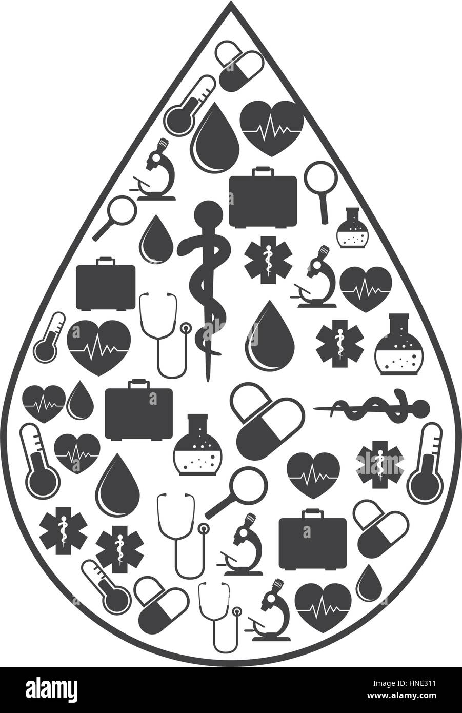 silhouette drop with health symbols vector illustration Stock Vector ...