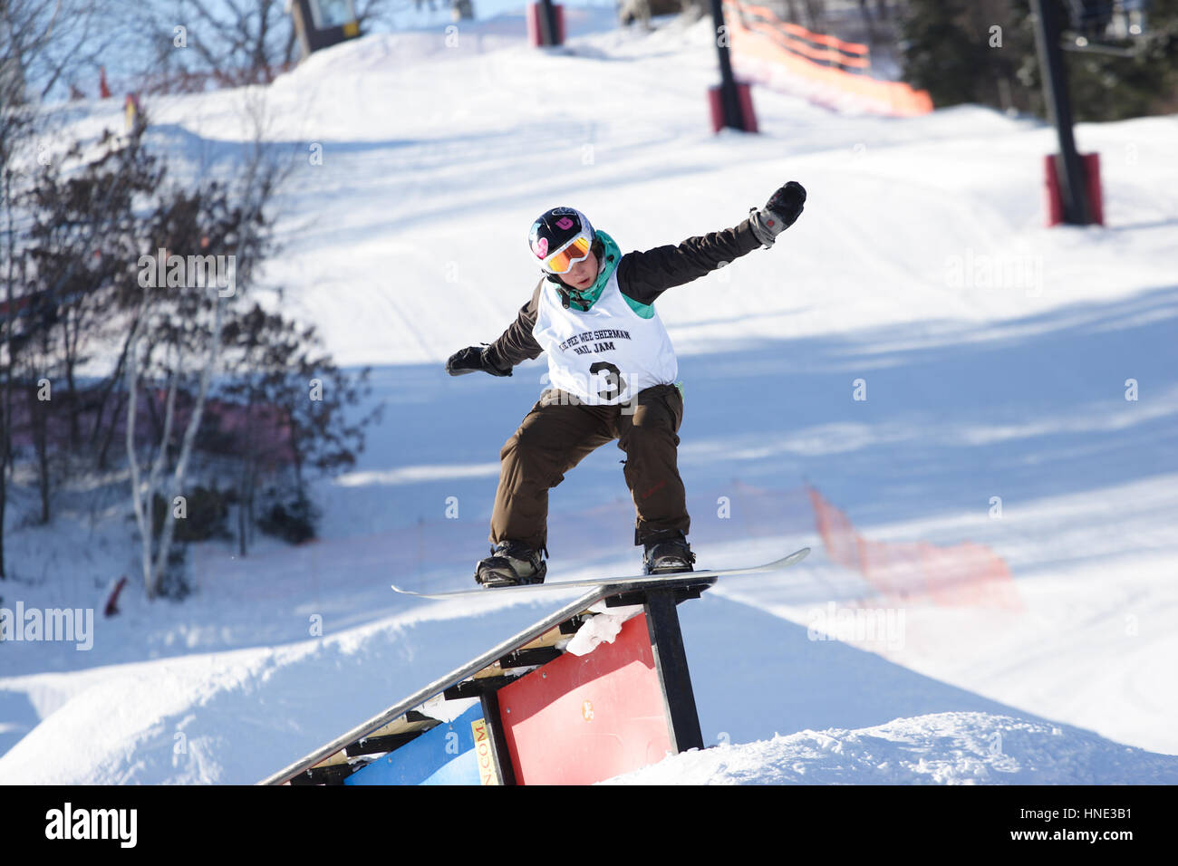Snowboarder railslide hi-res stock photography and images - Alamy