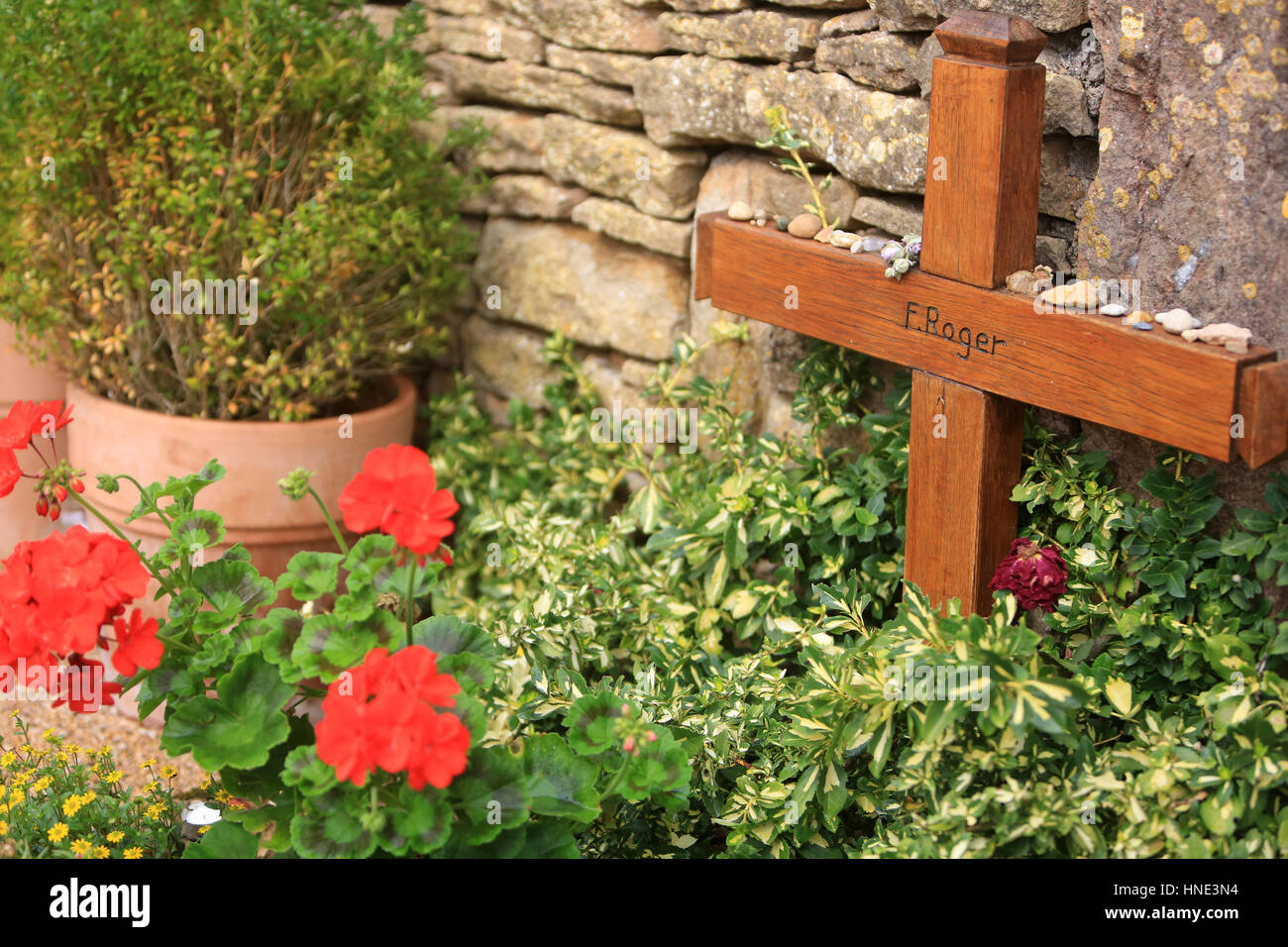 Grave of Brother Roger. The Cemetery. Taize Community Stock Photo - Alamy
