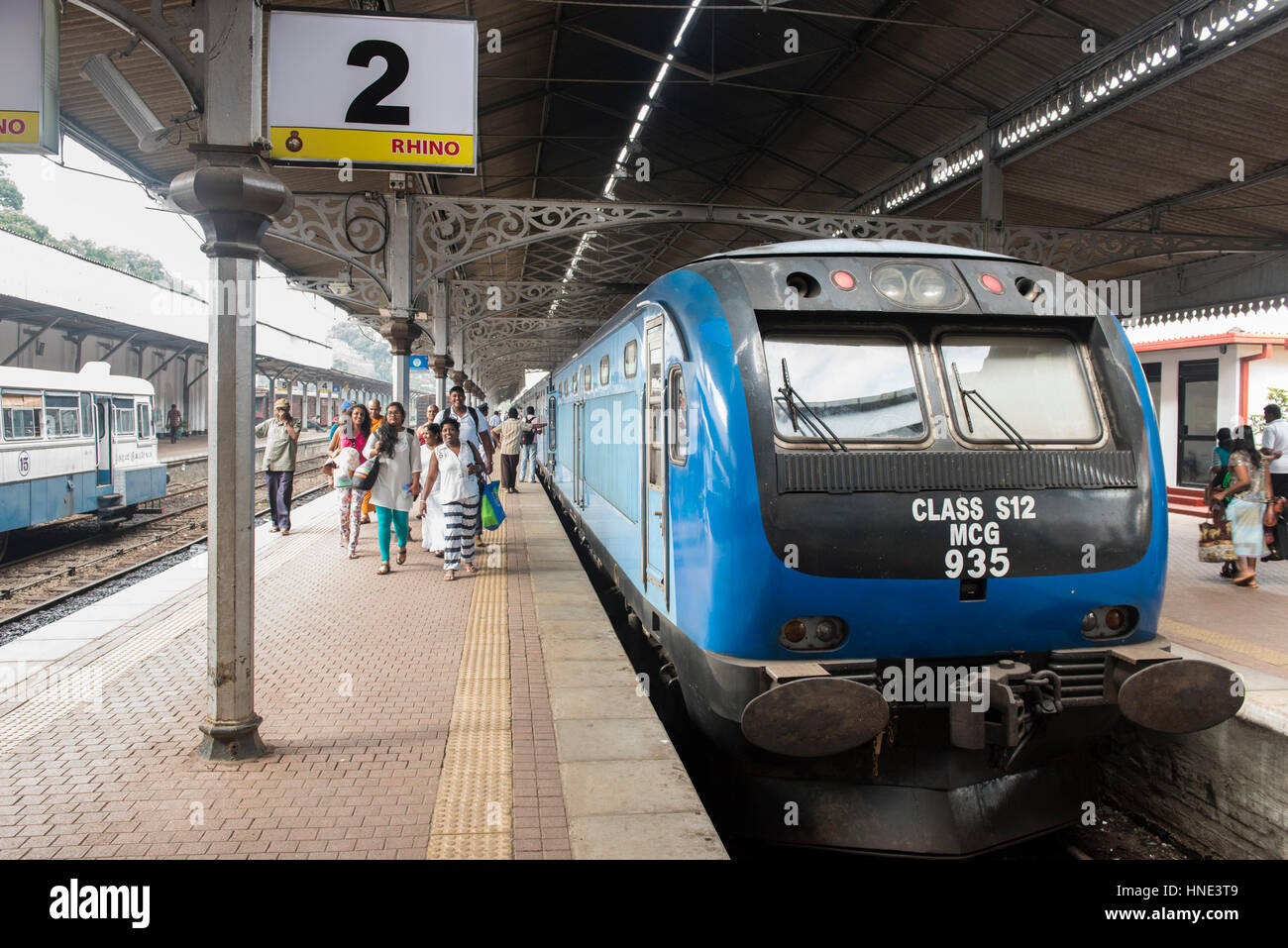 Passenger train in the Kandy Railway Station, Kande, Sri Lanka Stock ...