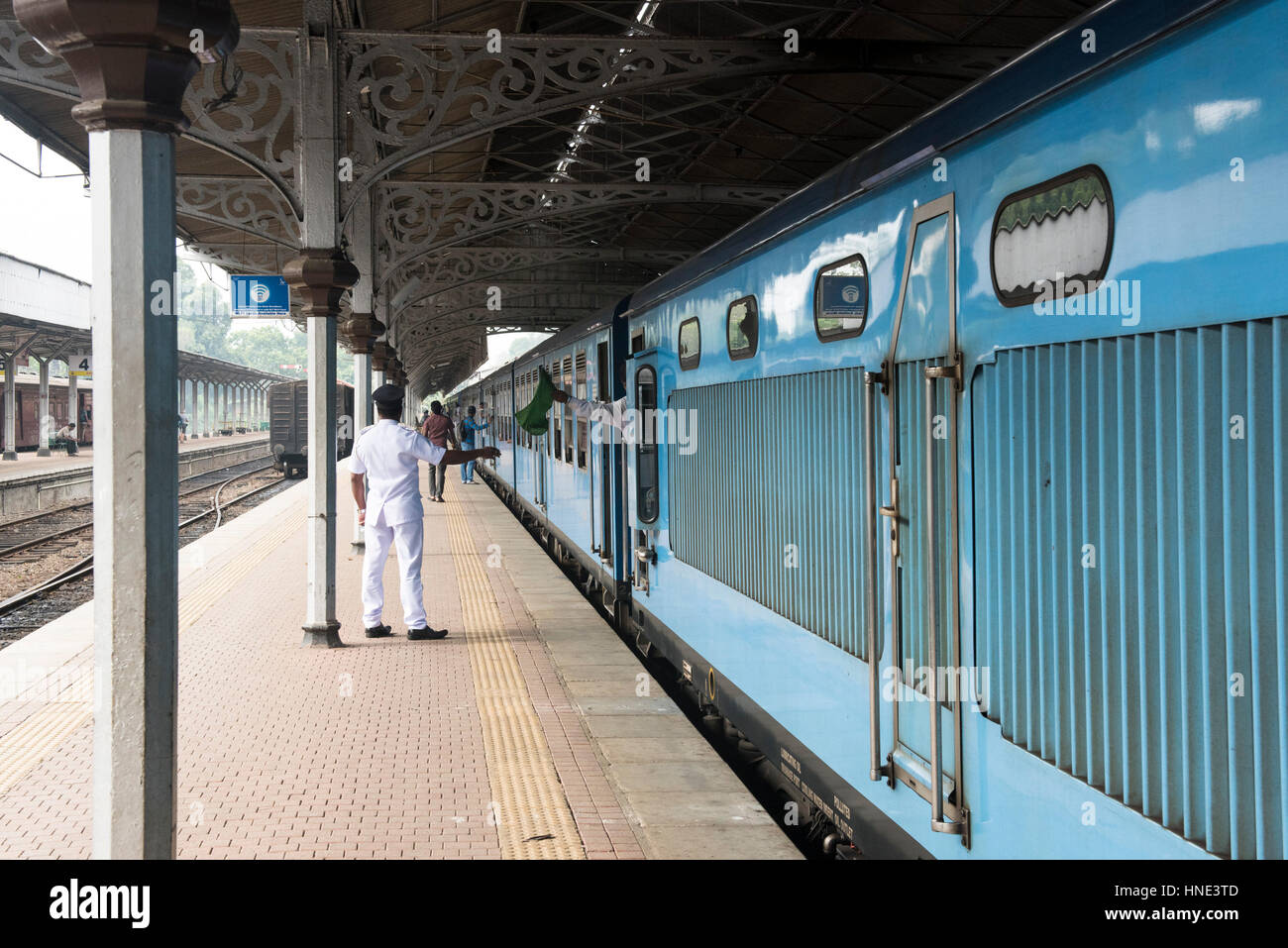 Passenger train in the Kandy Railway Station, Kande, Sri Lanka Stock ...