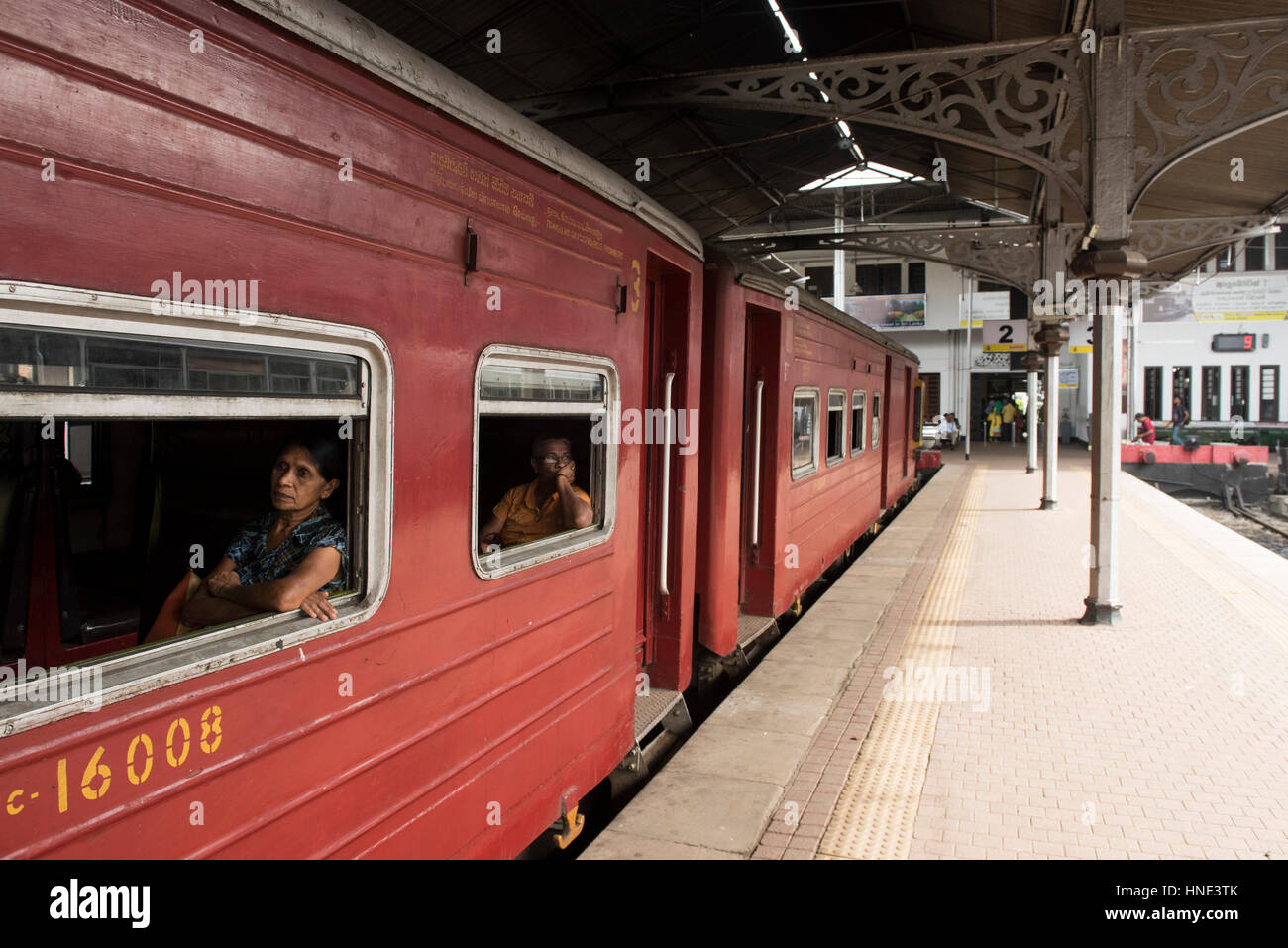 Passenger train in the Kandy Railway Station, Kande, Sri Lanka Stock ...