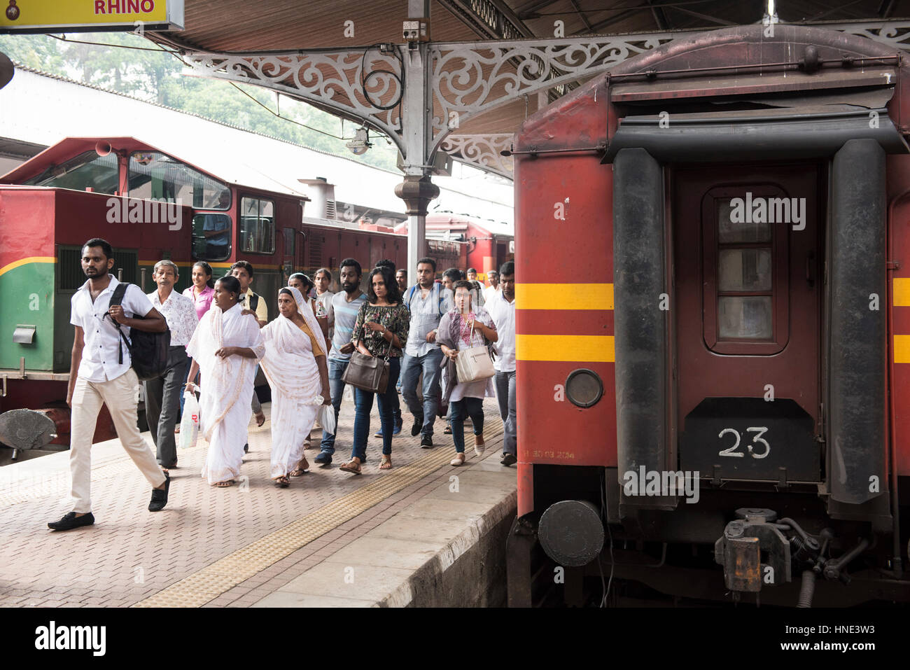 Trains and passengers in Kandy Railway Station, Kande, Sri Lanka Stock ...