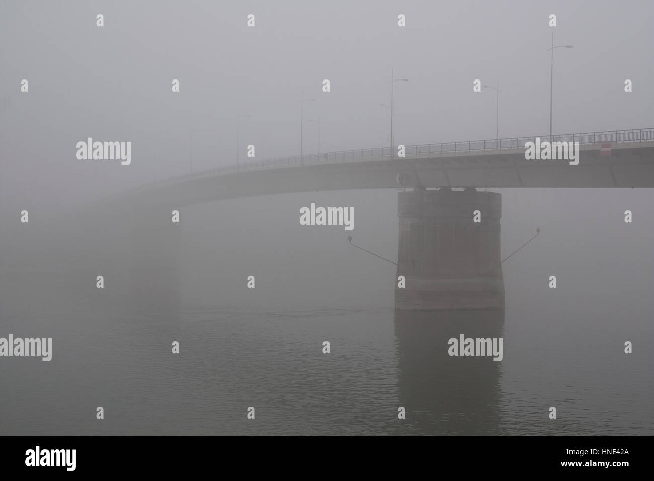 bridge in the fog Stock Photo - Alamy