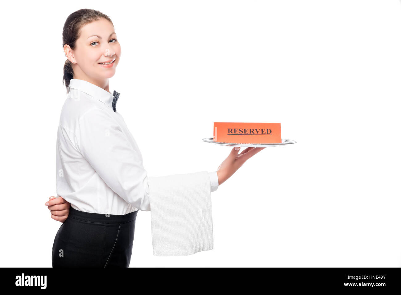 Hand waiter tray close up announcement Cut Out Stock Images & Pictures ...