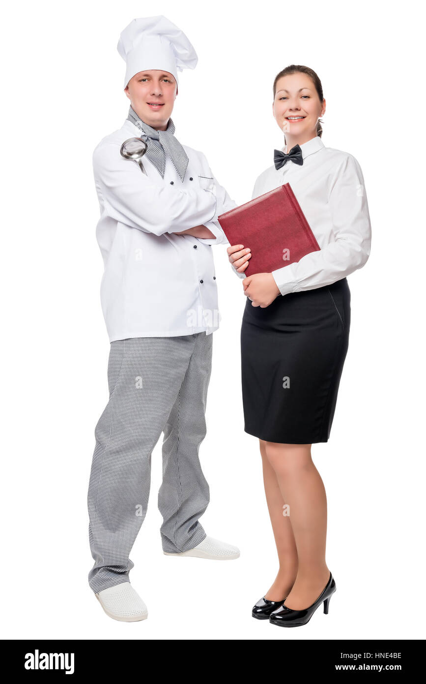 restaurant employees in full length on white background isolated Stock ...