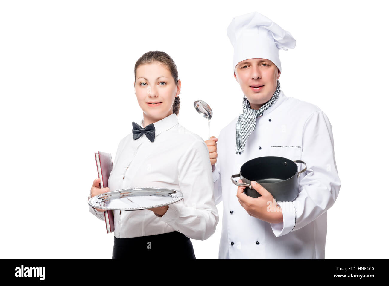 young restaurant team portrait on white background Stock Photo - Alamy