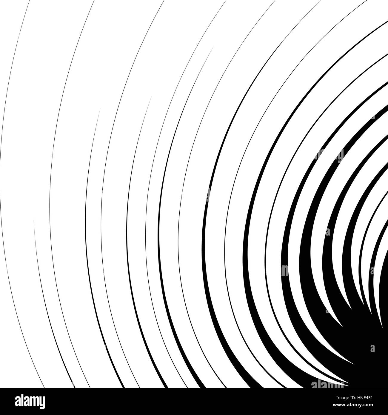 Abstract geometric illustration with radial swirling, spirally lines ...