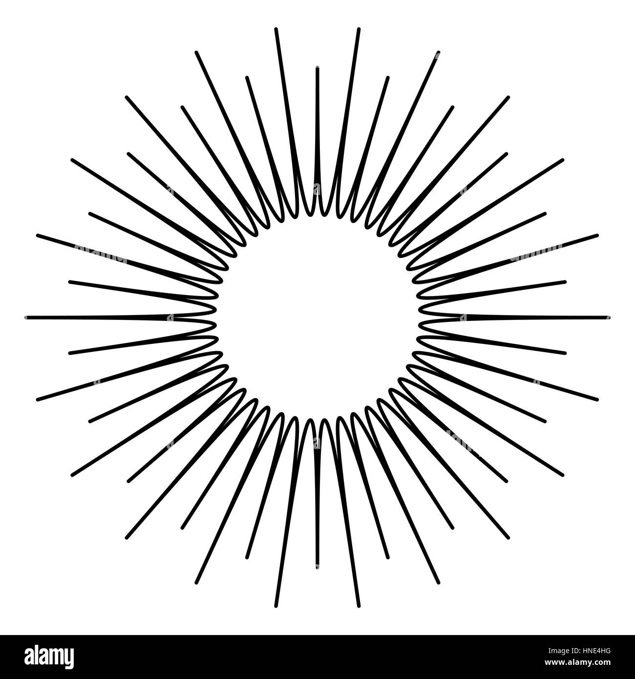 Outline of radial, radiating geometric element. Abstract shape Stock ...