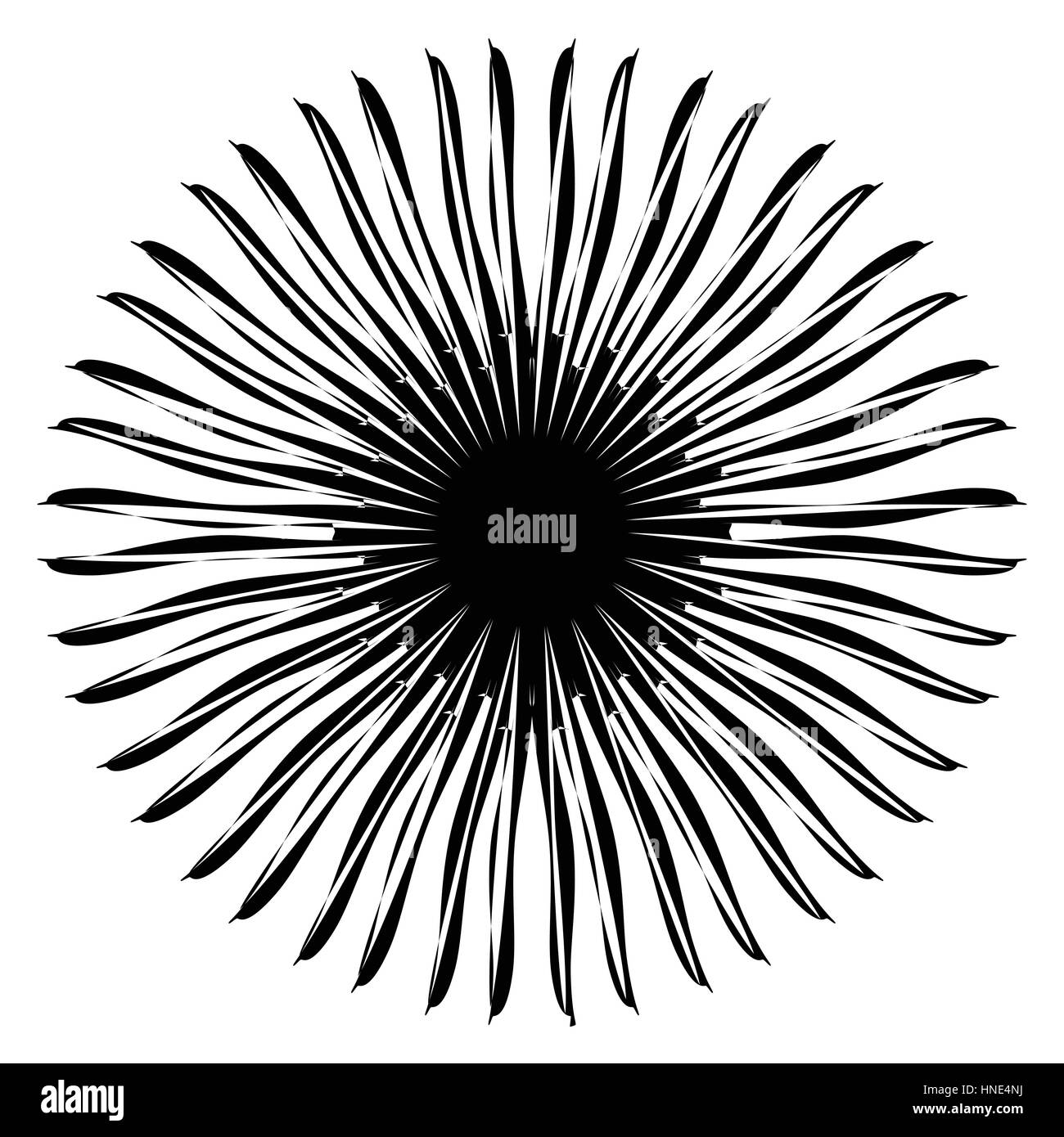 Distorted, deformed abstract radial, radiating element. Abstract shape ...