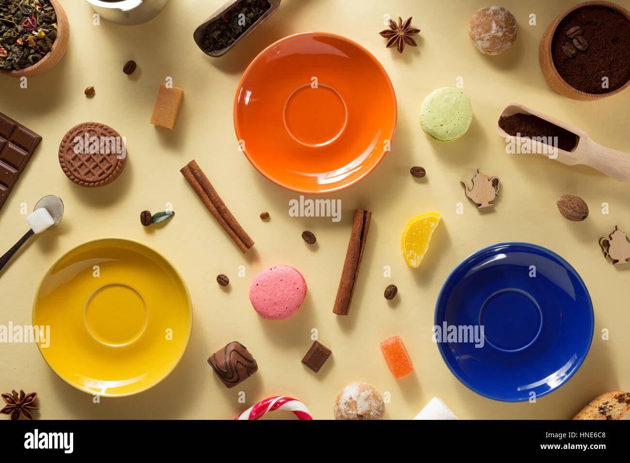 food ingredients and sweets at paper background Stock Photo - Alamy