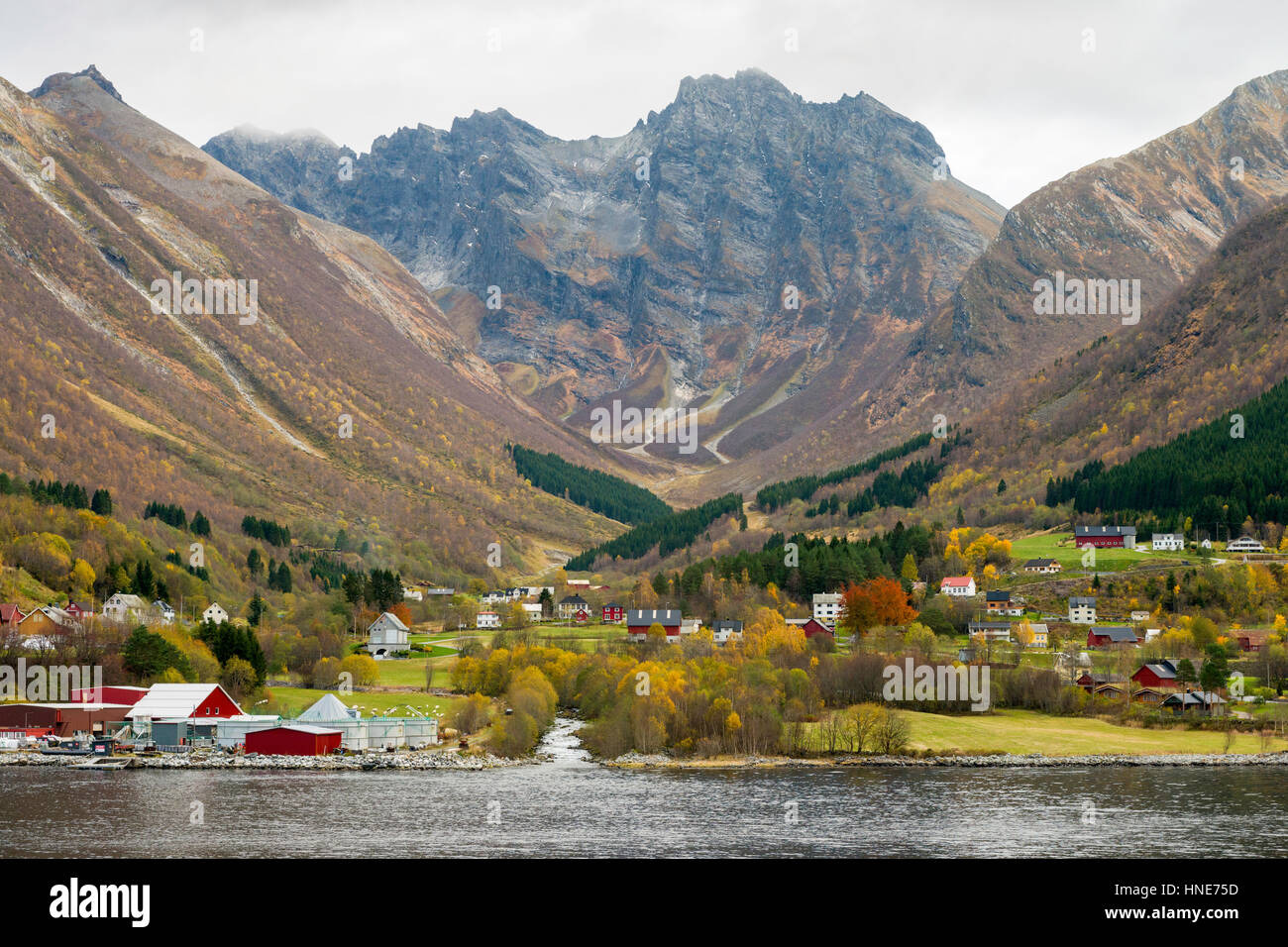 The village of Urke, located at Rånahalvøya, near Norangsfjorden, an ...