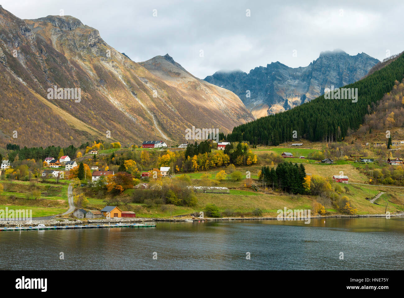 The village of Urke, located at Rånahalvøya, near Norangsfjorden, an ...