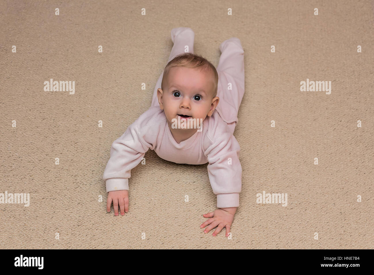 Baby girl portrait. Sweet cute toothless smile. Toddler Stock Photo - Alamy