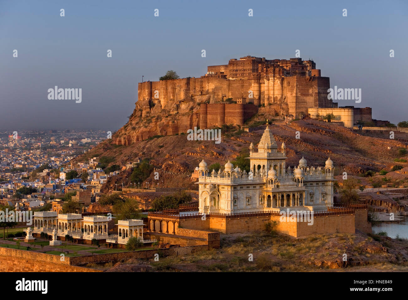 Sunset, townscape, Mehrangarh Fort and Jaswant Thada,Jodhpur, Rajasthan ...