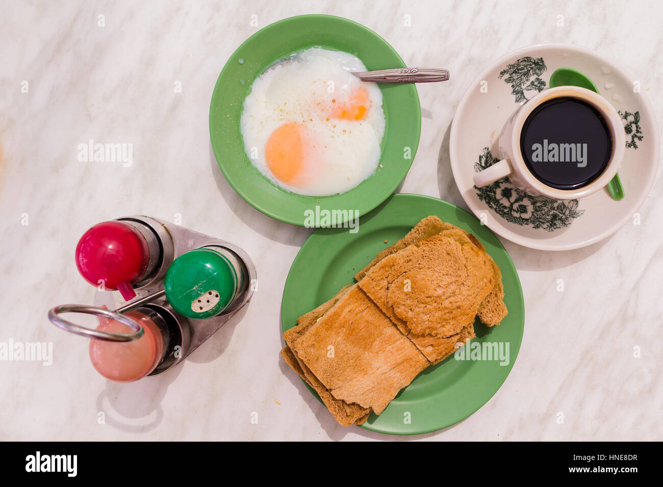 Traditional oriental Chinese coffee in vintage mug and Original bread ...