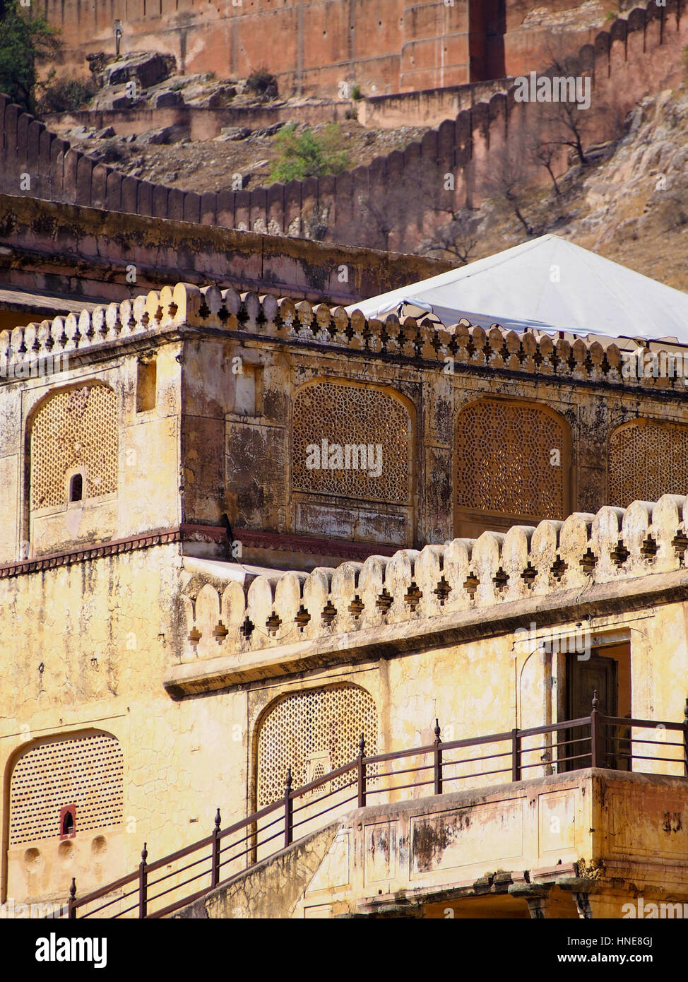 Detail of ornate buildings at the Amber Fort in Jaipur, India Stock ...