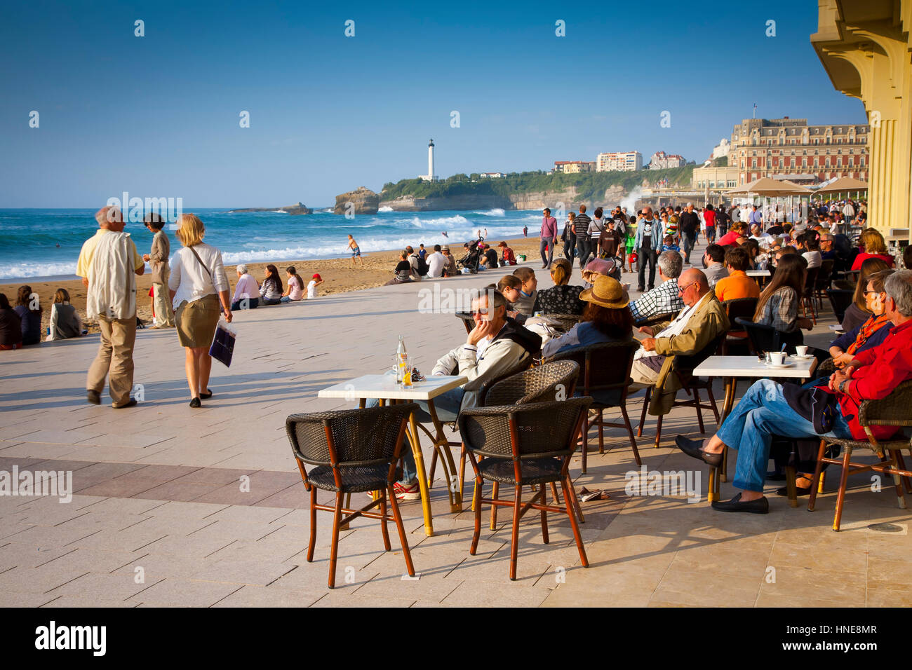 People in the beach promenade. Biarriz. Pyrénées-Atlantiques, France ...