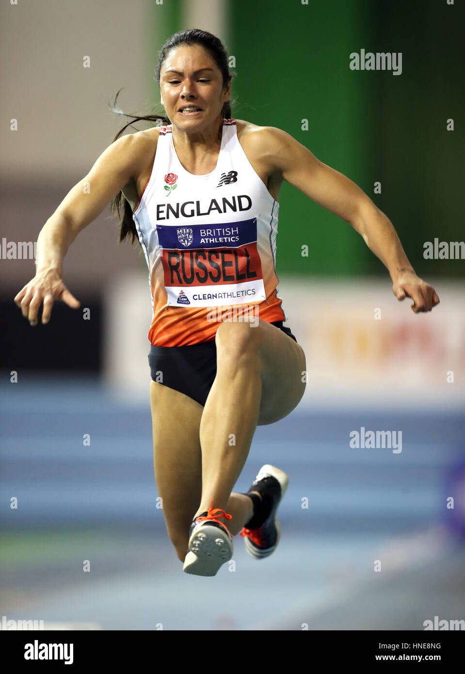 Alexandra Russell wins the women's triple jump during day two of the ...