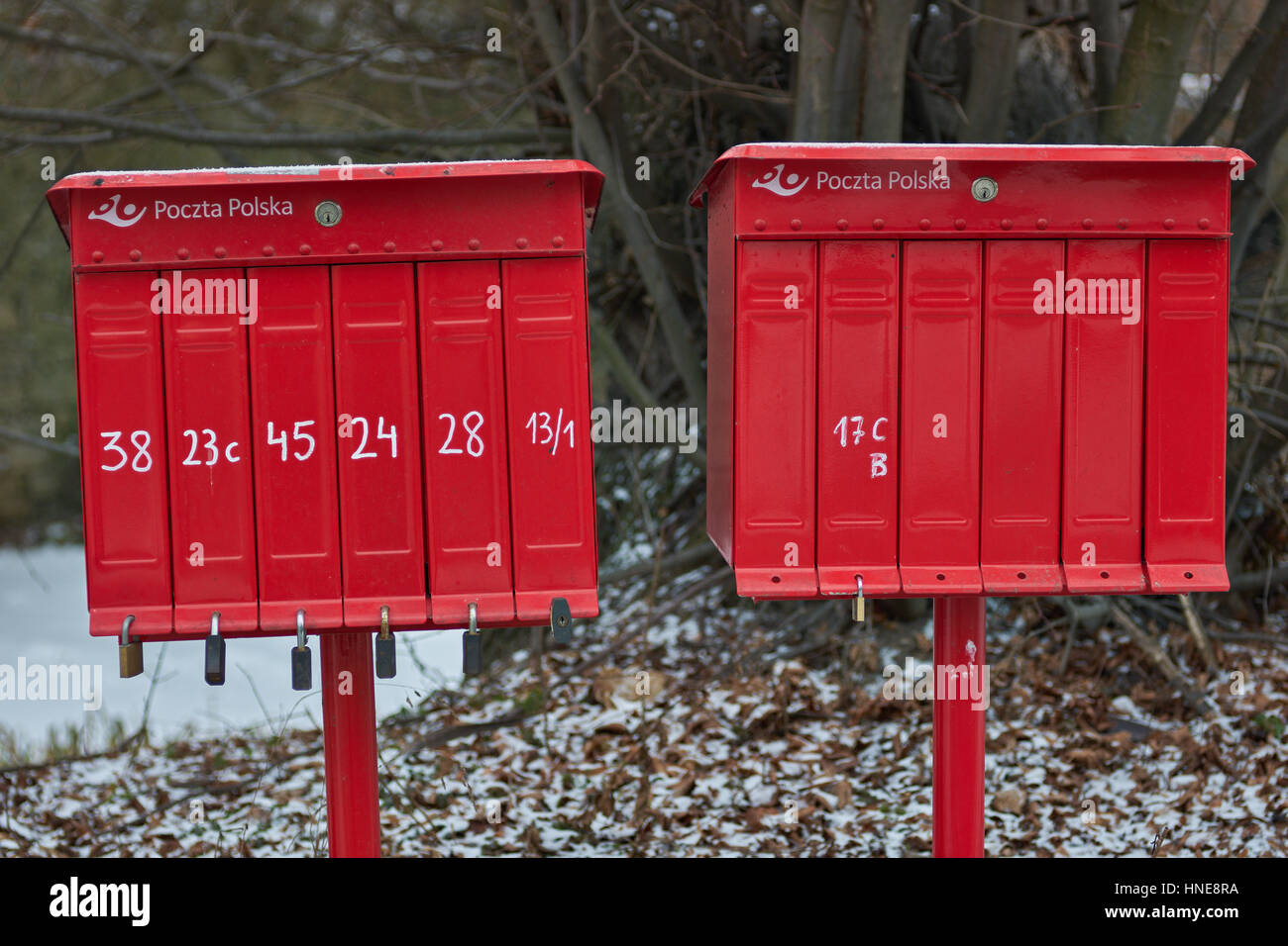 Red post office boxes hi-res stock photography and images - Alamy