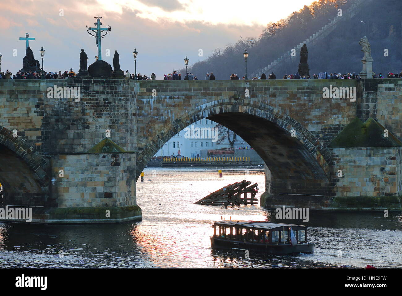 Charles Bridge Prague Czech Republic image with copy space in landscape ...
