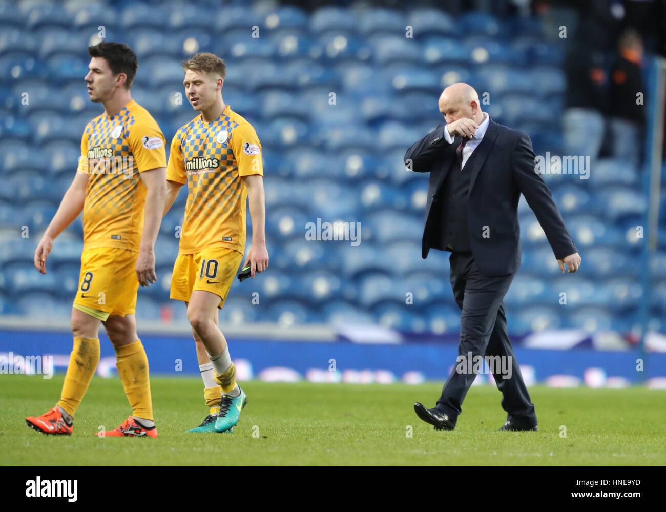 Greenock Morton manager Jim Duffy (right) at full time after losing the ...