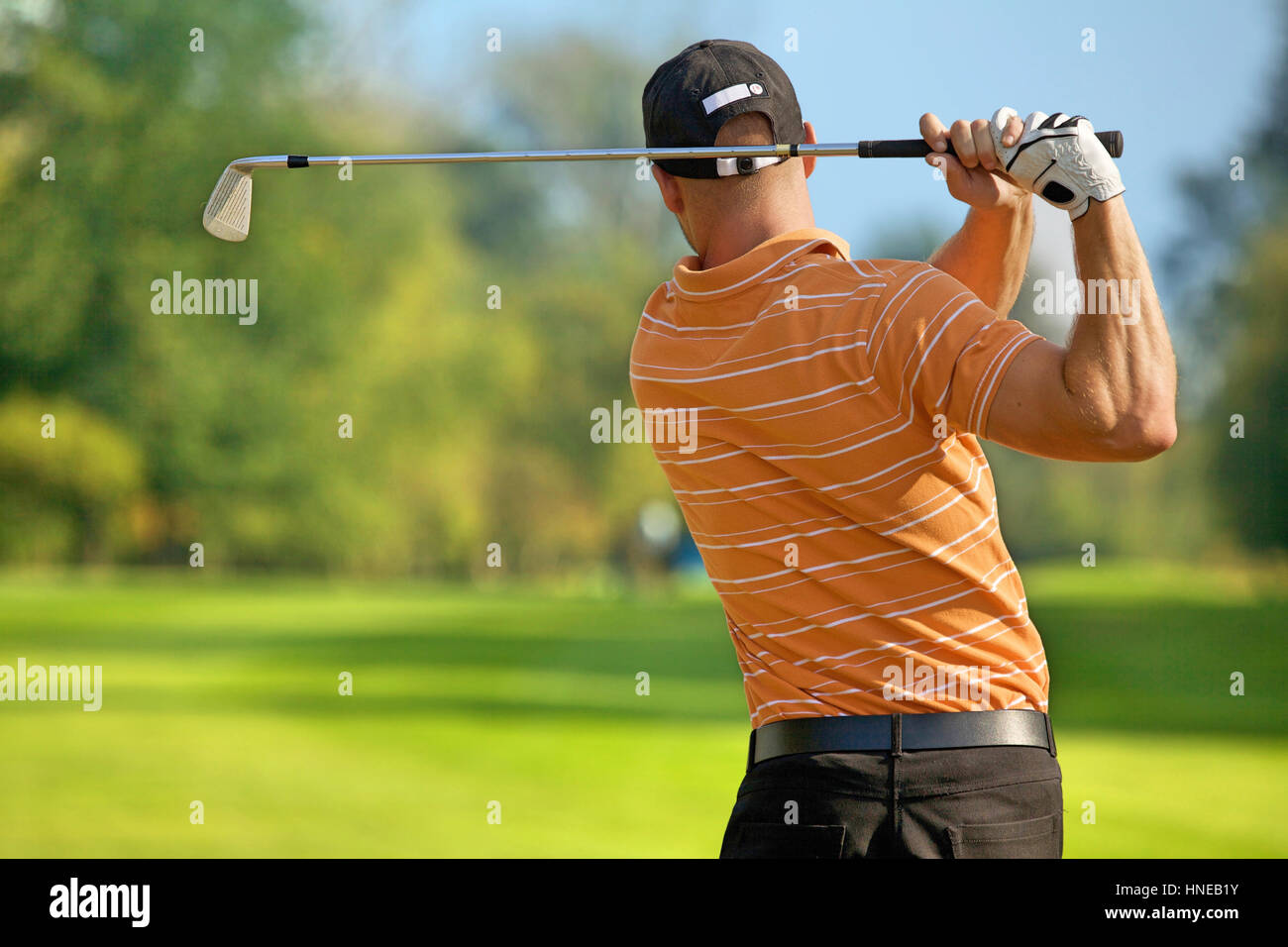 Rear view man outdoors hi-res stock photography and images - Alamy