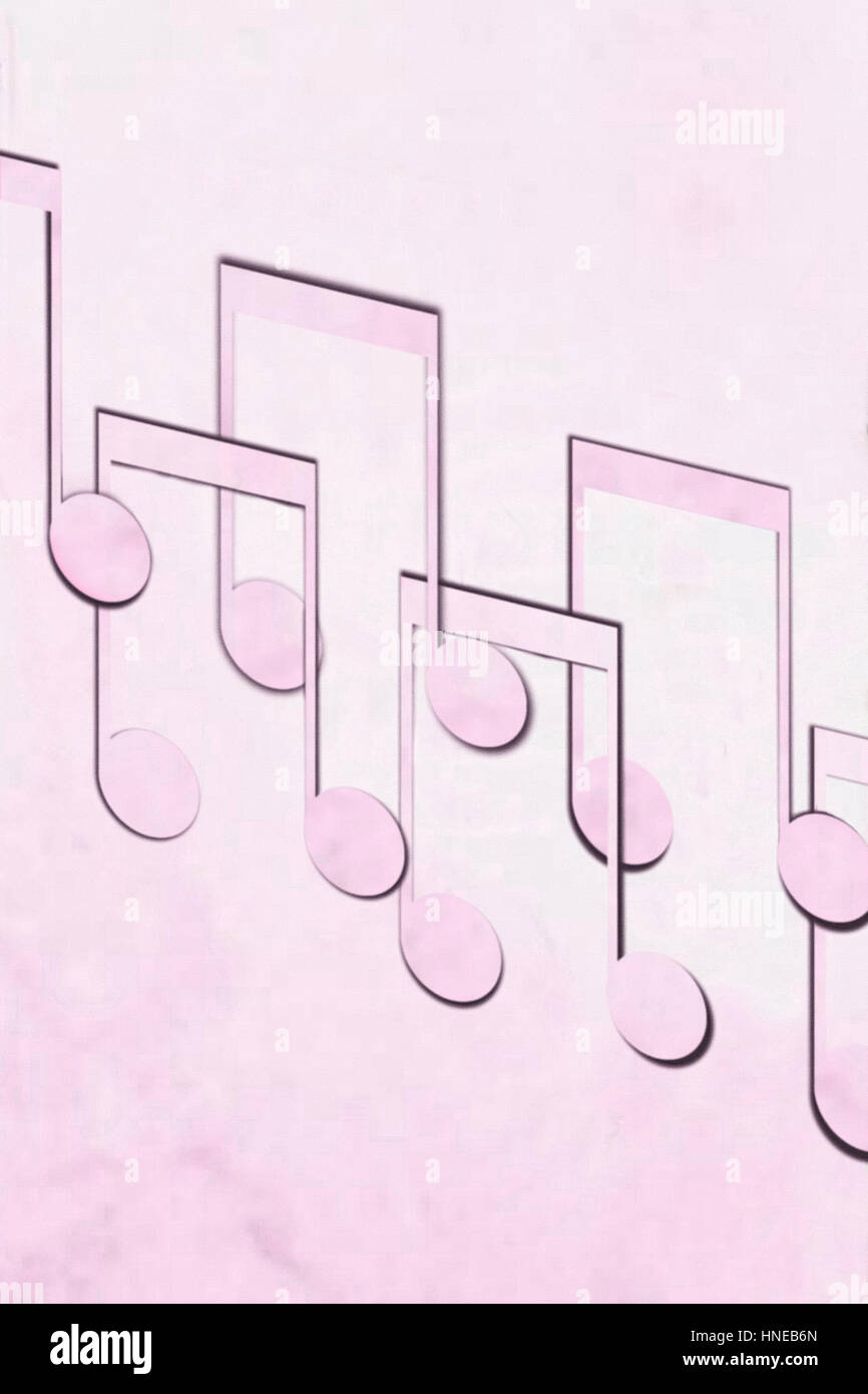 Music notes on pink background Stock Photo - Alamy
