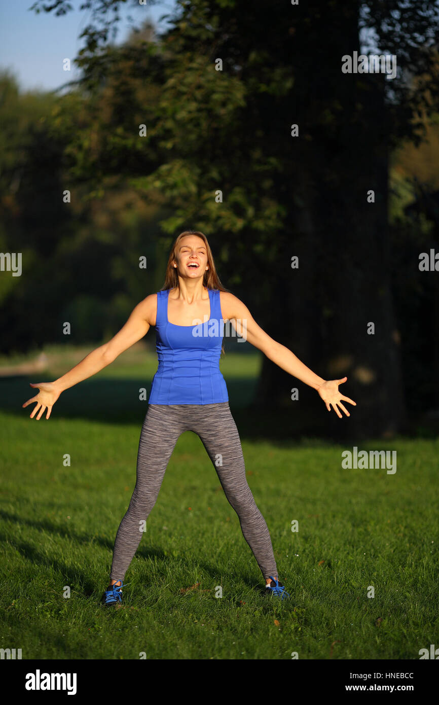 Girl screaming in grass hi-res stock photography and images - Alamy