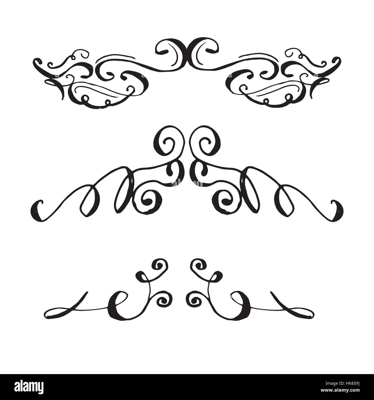 Collection of hand drawn ink curls Stock Vector Image & Art - Alamy